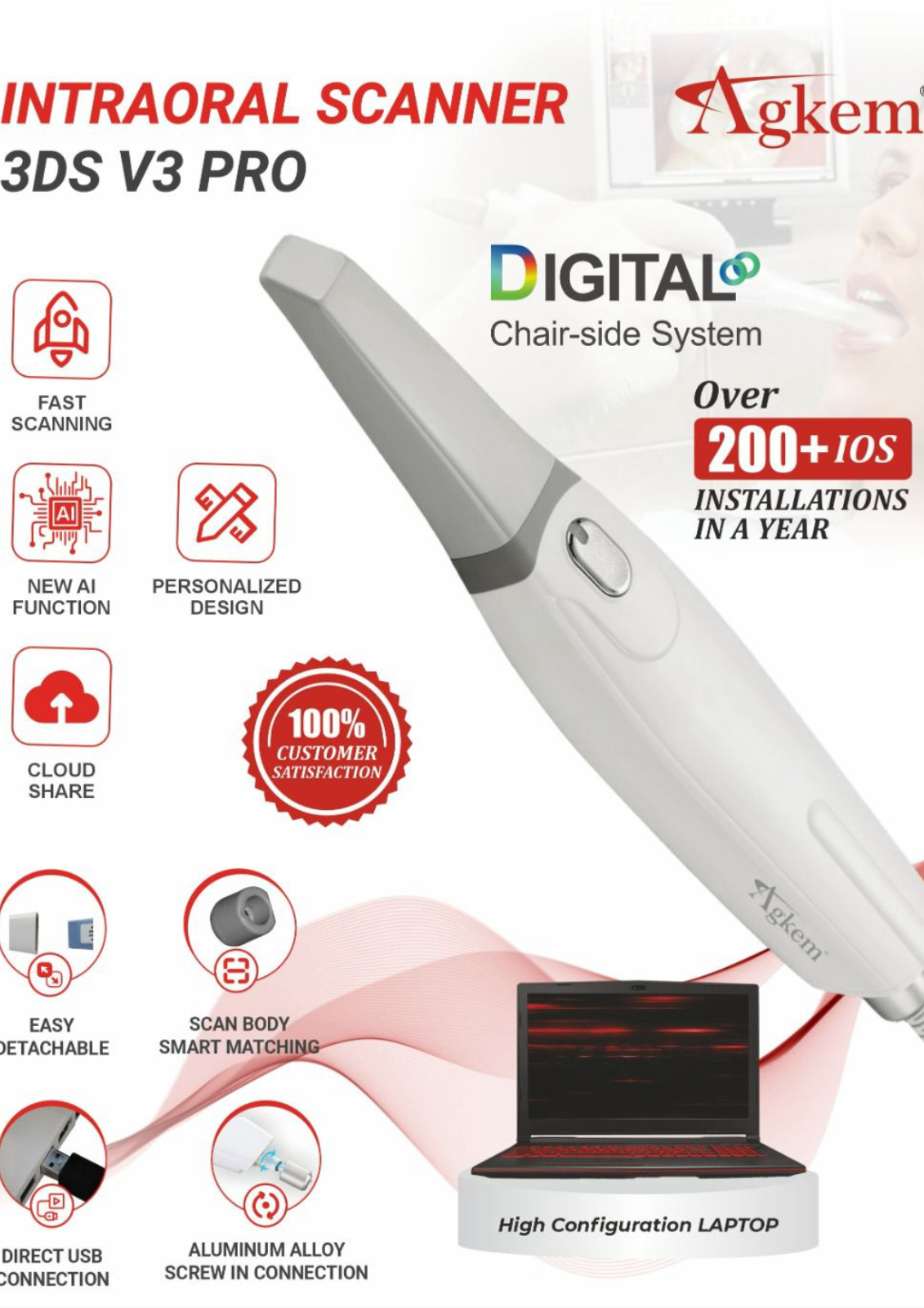 Runyes Intraoral Scanner 3DS V3 Pro (Agkem) Without Laptop